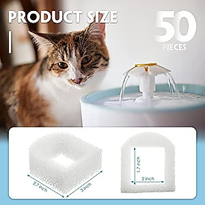 50 Pieces Pet Fountain Filter Cat Replacement Foam Filters Replacement Fits for Pet Fountain Filters Multiple Pet Fountain Foam Filters Cat and Dog Fountain Foam Filters