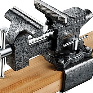 [Upgraded] Multi-Purpose Bench Vise 4-1/2", Table Vice For Workbench, Universal Clamping Vise With Heavy Duty Cast Iron, Multi-Jaw, Swivel Base, Easy Adjustment for Woodworking, Workshop DIY Uses…