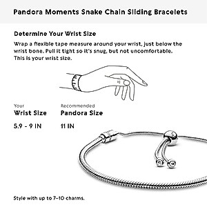 Pandora Jewelry Moments Slider Snake Chain Charm Cubic Zirconia Bracelet in Sterling Silver