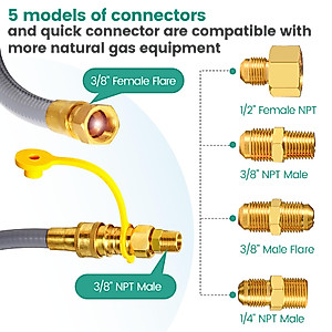 5369 Propane to Natural Gas Conversion Kit, For Weber,Blackstone 28" &36 ",Pizza Oven,Fire Pit, Generator, Patio Heater,etc.12FT 3/8" ID Natural Gas Hose with Quick Connect