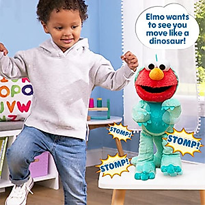 SESAME STREET Dino Stomp Elmo 13-Inch Plush Stuffed Animal Sings and Dances, Kids Toys for Ages 18 Month by Just Play