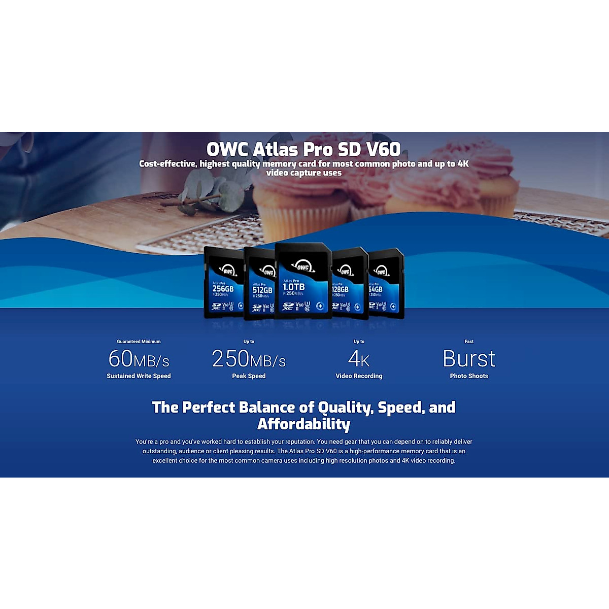OWC Atlas Pro 128GB SDXC UHS-II V60 Media Card