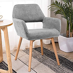 Aaron Living Dining Chairs Set of 2 Fabric Modern Dining Room Chairs Living Room Chairs with Solid Wood Leg (Gray, Set of 2)