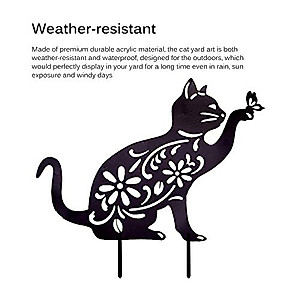 SS SUNSBELL Garden Decor, Cat Planter Acrylic Stakes Lawn Art Cat Silhouette Themed Gifts for Women Outdoor Home Decor Cutouts Black Cat Figurine for Cat Lovers Outdoor Lovers