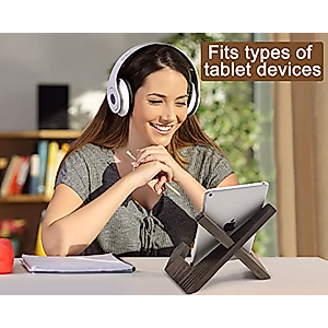 Solid Wood Cook Book Stand, Space - Saving Cookbook Holder - Farmhouse Kitchen Decor for Tablet, Fancy Plate, Vinyl and Recipe Book - Fits Thick Cookbooks & Textbooks, Fathers Day Gifts Idea