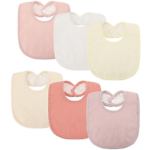 Sea Zaela Muslin Baby Bibs 6 Pack Baby Bandana Drool Bibs Cotton for Baby Boys Girls, 6 Colors Set for Teething and Drooling Pink