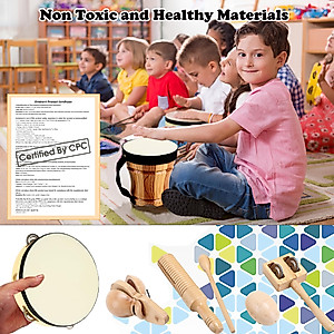 ML.ENJOY Wooden Musical Instruments Toys, Kids Musical Instruments, Toddler Musical Instruments, Eco-Friendly Music Set Natural Wood Percussion Instruments Set