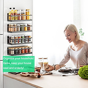 Roysili Spice Rack Magnetic Spice Rack Organizer Durable Magnetic Shelf For Refrigerator For Kitchen Organization And Storage With Hooks 2 Pack (White)