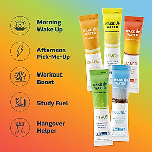 Wake Up Water Energy + Hydration Mix – Variety Pack – Energy + Hydration Powder Packets With Natural Caffeine, Electrolytes, B Vitamins | No Sugar | Daily Fuel With No Crash Or Jitters | (Variety Pack/15 Count)