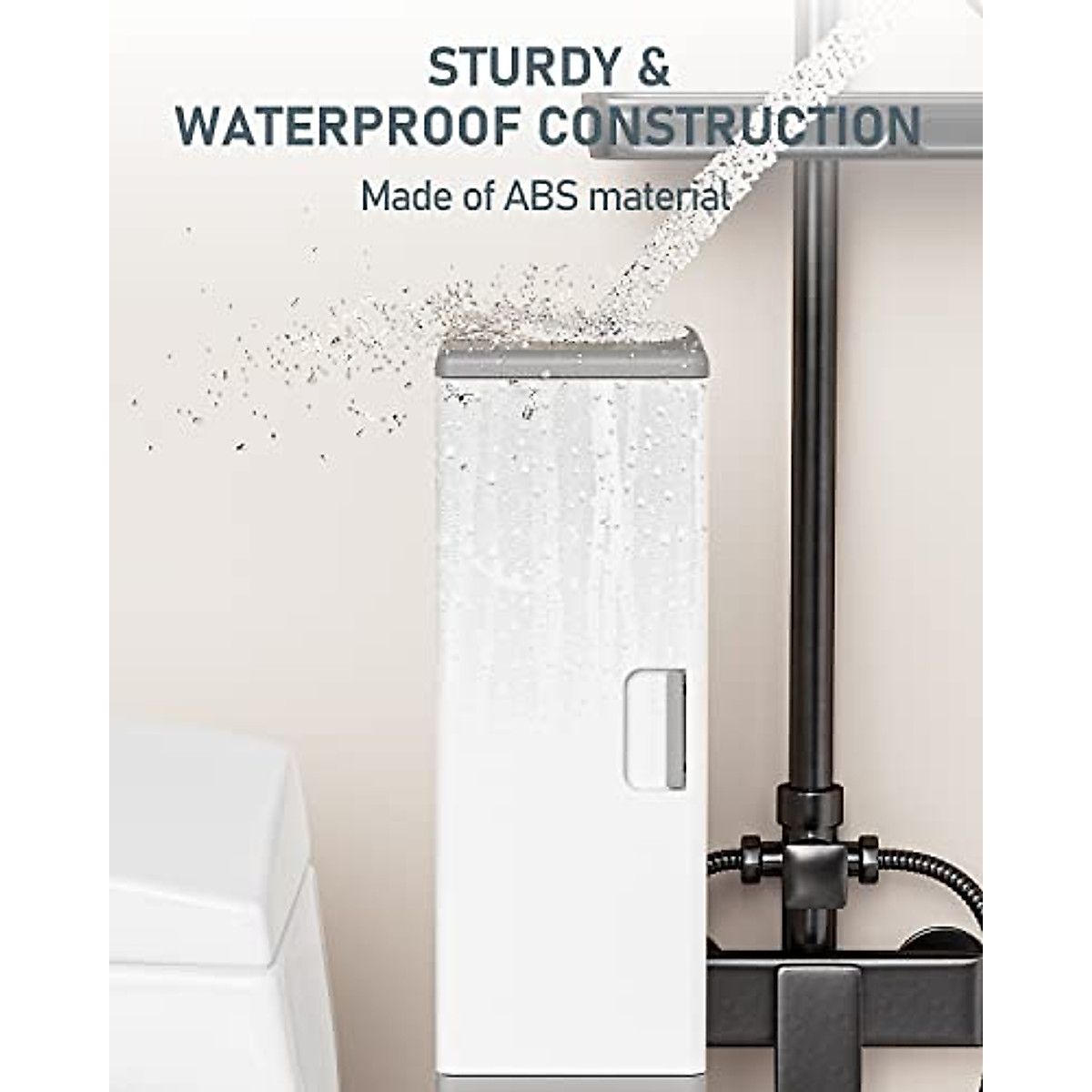 ESTHELLO Bathroom Storage Cabinet with Roll Toilet Paper Holder, Narrow Tall Cabinet Storage, Waterproof Coner Shelf, Compact Bathroom Storage Organizer for Small Bathroom (3 Layers)