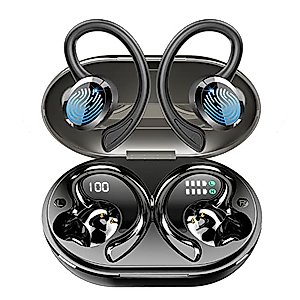 Wireless Earbud, Bluetooth 5.3 Earbud with Sport Earhooks Wireless Earphones in-Ear with HiFi Stereo Sound, Bluetooth Headphones Dual LED Display, 48H Playtime, IP7 Waterproof, Noise Cancelling, Sport