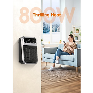 GiveBest 800W Wall Outlet Space Heater with Remote, Small Plug in Electric Heater LED Display with Adjustable Thermostat and Timer for rv and Home Office Bathroom Indoor Use, 2 Pack