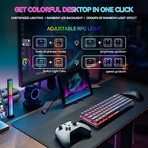 CIY X79 Wired/Wireless Bluetooth Mechanical Gaming Keyboard, RGB Backlit Ultra-Compact 65% Layout 68 Keys Gaming Keyboard, Hot Swappable Keyboard,CNC Aluminum Alloy Panel (EVO Red Switch) (White)