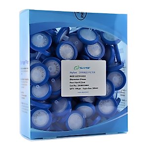 Simsii Syringe Filter, Nylon Membrane, Non Sterile Lab Disc, Diameter 25mm, Micron Pore Size 0.22 Micron,Disc Shape Blue Corded,PP Housing,Luer Lock,100 of Pack,