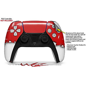 WraptorSkinz Skin Wrap compatible with Sony PS5 DualSense Controller Ripped Colors Red White (CONTROLLER NOT INCLUDED)
