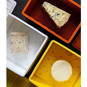 CapaBunga Cheese Vault for Soft Cheese - Reusable Artisan Cheese Storage Container for Fridge - Food Grade Silicone Cheese Container 5x5x3.5” - Easy to Clean Cheese Keeper for Refrigerator – White