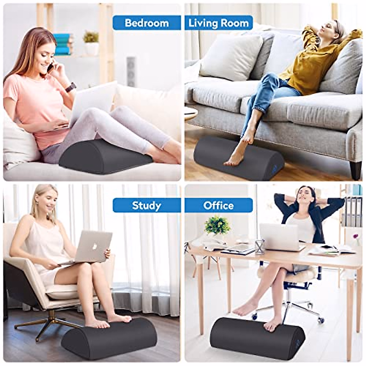 StepLively Foot Rest for Under Desk at Work-Ergonomic Design Foot Stool for Fatigue&Pain Relief with Memory Foam,Non Slip Bead,Washable Cover-Under Desk Footrest for Office,Home,Gaming(Grey)
