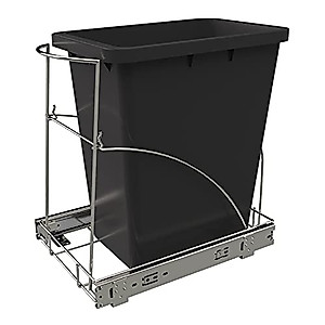 Tanamu Pull Out Trash Can Under Cabinet,Under Sink Heavy Duty Trash can，Roll-Out Sliding Adjustable Rack for Kitchen Trash Can,Chrome (Trash Can Not Included)