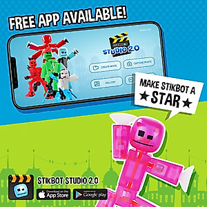 Zing Stikbot Family Pack, Set of 6 Stikbot Collectable Action Figures, Includes 2 Stikbots, 2 Junior Stikbots, 1 Dog, and 1 Cat, Stop Motion Animation - in Eco-Friendly Packaging