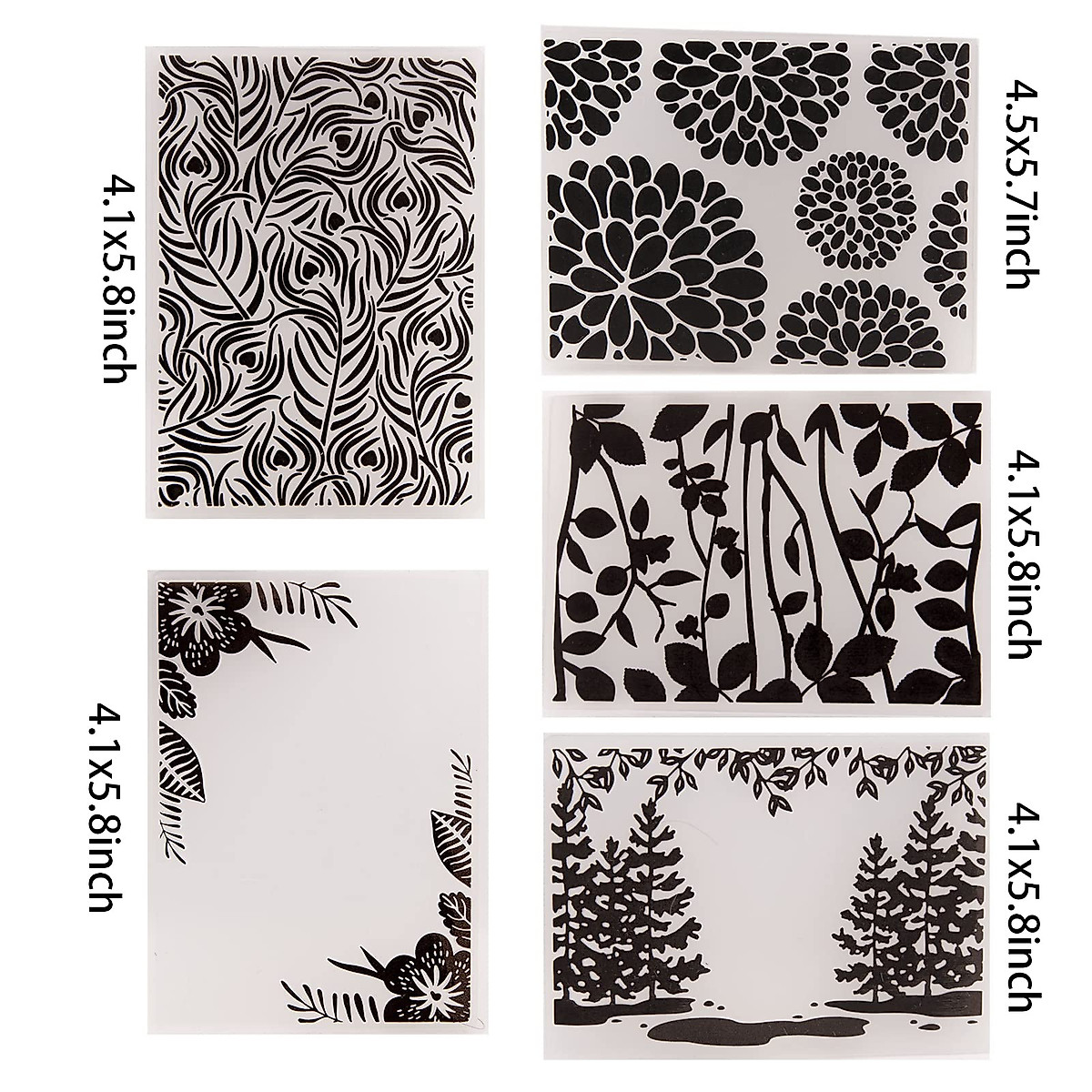 5Pcs Flower Leaf Plastic Embossing Folder DIY Craft Template Molds Stamp Stencils Scrapbook Paper Cards Photo Album Making Tools Embossing Folders Handmade Art Craft Supplies Decorating Mold