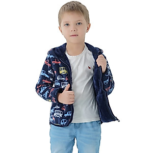 Toddler Baby Fleece Jacket Hooded Kids Boys Girls Autumn Winter Long Sleeve Thick Warm Outerwear 2-6 Years (5T, Blue)
