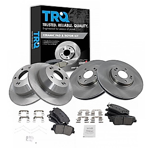TRQ Front and Rear Brake Pad & Rotor Kit Brake Pads Brake Rotor Ceramic Compatible with 2017-2018 Hyundai Santa Fe Sport 2016-2020 Kia Sorento