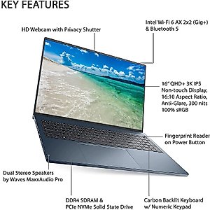 Dell Inspiron 16 Plus 7610 Laptop, 16.0" 3K 16:10 Display, Intel Core i7-11800H, 64GB DDR4 RAM, 2TB SSD, Webcam, Backlit Keyboard, Fingerprint Reader, HDMI, Wi-Fi 6, Windows 11 Home
