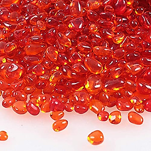 Reflective Tempered High Luster Fire Glass, Glass Gravel Marbles,Fire Glass Rocks Pebbles,Vase Fillers Glass Beads for Aquarium Garden Decoration 3-6mm 305g/10.75oz/0.67lbs (Orange Red)