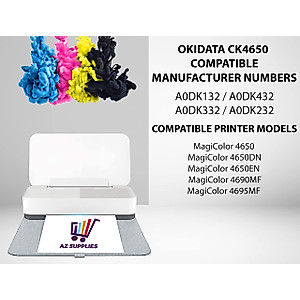AZ SUPPLIES Compatible Toner Cartridge Replacement for Konica Minolta Magicolor 4690MF 4650DN 4650 4650EN 4695MF A0DK132 A0DK432 A0DK332 A0DK232 5Pack 2Black/Cyan/Magenta/Yellow Black&Color 8000 Page