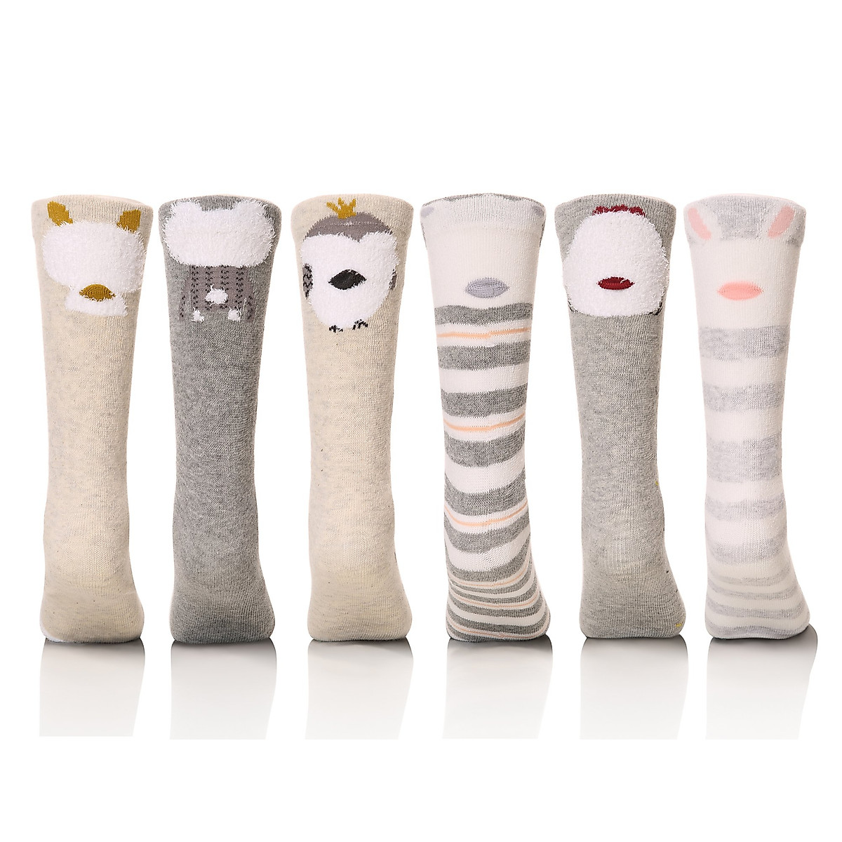 Color City Baby Knee High Socks Animal Warm Cotton Kids Toddler Boys Girls Boot Socks 1-6 Years (6 Pairs A)