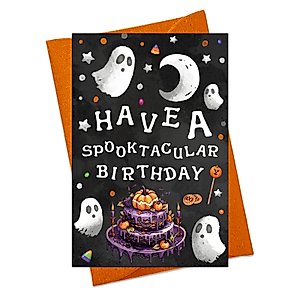 BIZIBAFF Halloween Birthday Card Ghosts Happy Birthday Halloween Cards Gift for Kids Women Men Funny Halloween Birthday Cards with Envelope Spooky Halloween Baby Shower Party Halloween Birthday Card