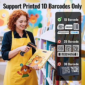 Tera Barcode Scanner Wireless 1D Laser Cordless Barcode Reader with Battery Level Indicator, Versatile 2 in 1 2.4Ghz Wireless and USB 2.0 Wired