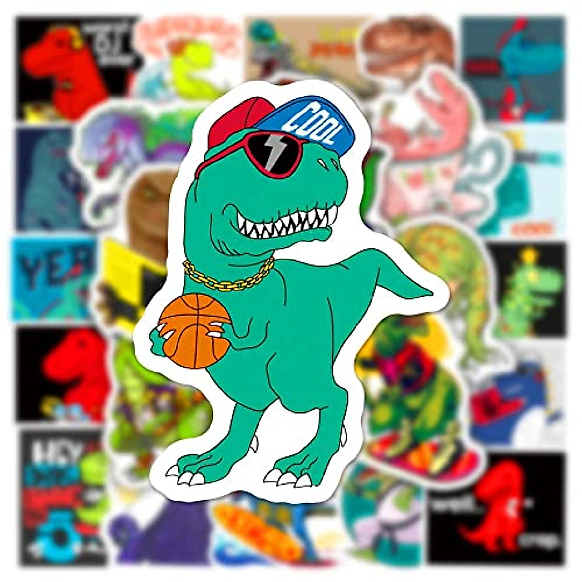 100PCS Dinosaur Party Favor Stickers for Kids ，Cute Waterproof Cartoon Stickers for Water Bottle Stickers Waterproof Vinyl Hydroflask Phone Skateboard Laptop Stickers (Dinosaur)