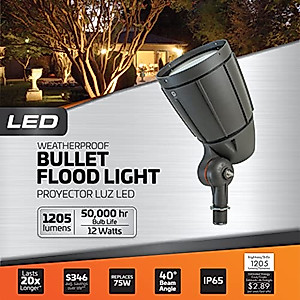 Newhouse Lighting BLF12BRZ 12-Watt Outdoor LED Flood Light, Weatherproof, Bronze