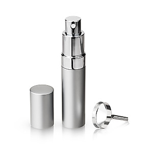 True Martini Atomizer Bar Mister with Refillable Funnel for Vermouth Spray Glass Canister with Stainless Steel Case, 1 Count (Pack of 1), Silver