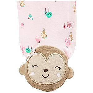 Simple Joys by Carter's Baby Girls' Cotton Snap Footed Sleep and Play, Pack of 2, Mint Green Owls/Pink Monkey, 3-6 Months