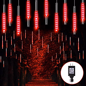 Blingstar Meteor Shower Lights 30CM 10 Tubes 240 LED Christmas Lights Plug in Snowfall LED Lights Outdoor Waterproof Falling Rain Lights for Tree Holiday Porch Yard Patio Roof Party Decoration, Red