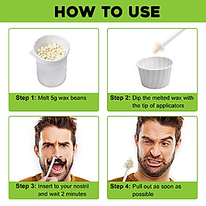 Auperwel Nose Wax Kit, 100g, for Painless Hair Removal, Includes 20 Applicators, 15 Mustache Guards, and 10 Paper Cups, Long-Lasting Results, Dermatologist Tested, Hypoallergenic, Sensitive Skin