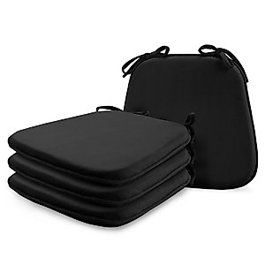LOVTEX Chair Cushions for Dining Chairs, Kitchen Chair Cushions Set of 4, Chair Pads for Dining Chairs with Ties, 17"x16"x1.5" Seat Cushions for Kitchen Chairs, Black