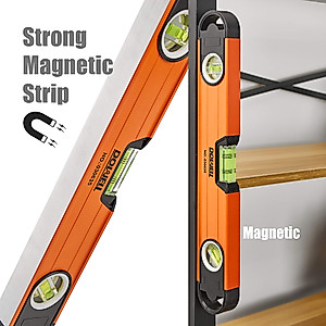 DOWELL Magnetic Level Torpedo Level 11" Box Spirit Bubble Level Shockproof Top Vial Alloy Frame 180 90 45 Degree HY030636