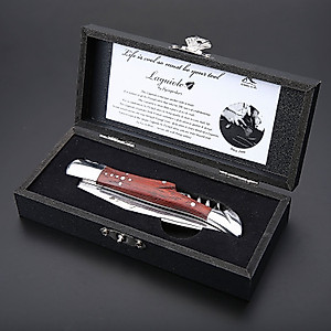 LAGUIOLE BY FLYINGCOLORS Folding Pocket Knife. Stainless Steel, Built in Corkscrew. (Wood)