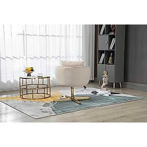 Wycian Kitchen Counter Height Chairs, Dining Chair Seat Polyester Foam Beige Adjustable Swivel Seat Height 15.75-52.5" for Living Room Bedroom 1PC