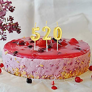 Yaomiao 10 Pieces Birthday Numeral Candles Cake Numeral Candles Number 0-9 Glitter Cake Topper Decoration for Birthday Party Favor (Gold)