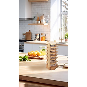 takor Extra Large Bamboo Tumbler Lid Organizer for Cupboard，Compact Lid Storage Rack，Freestanding Cup Lid Holder for Kitchen Cabinet and Countertop, Tidy Kitchen and Easy to Clean