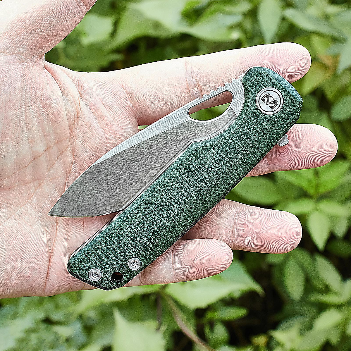 Miguron Knives M Galaty Folding Knife,3.25" 14C28N Satin Blade Green Micarta Handle, Outdoor Pocket Knife MGR-818MGN