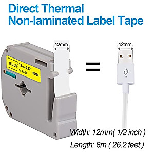 Hehua 6 Pack Compatible M Series Label Tape Replacement for Brother 12mm 0.47" M Tape Color MK231 MK131 MK431 MK531 MK631 MK731 for P-Touch PT-65 PT-M95 PT-45M PT-80 PT-90 PT-70 Label Maker Refills