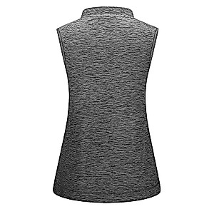 Viracy Tennis Shirts for Women, Women's Zip Up Golf Workout Tank Tops Sleeveless Quick Dry Athletic Polo Shirts Dark Grey X-Large