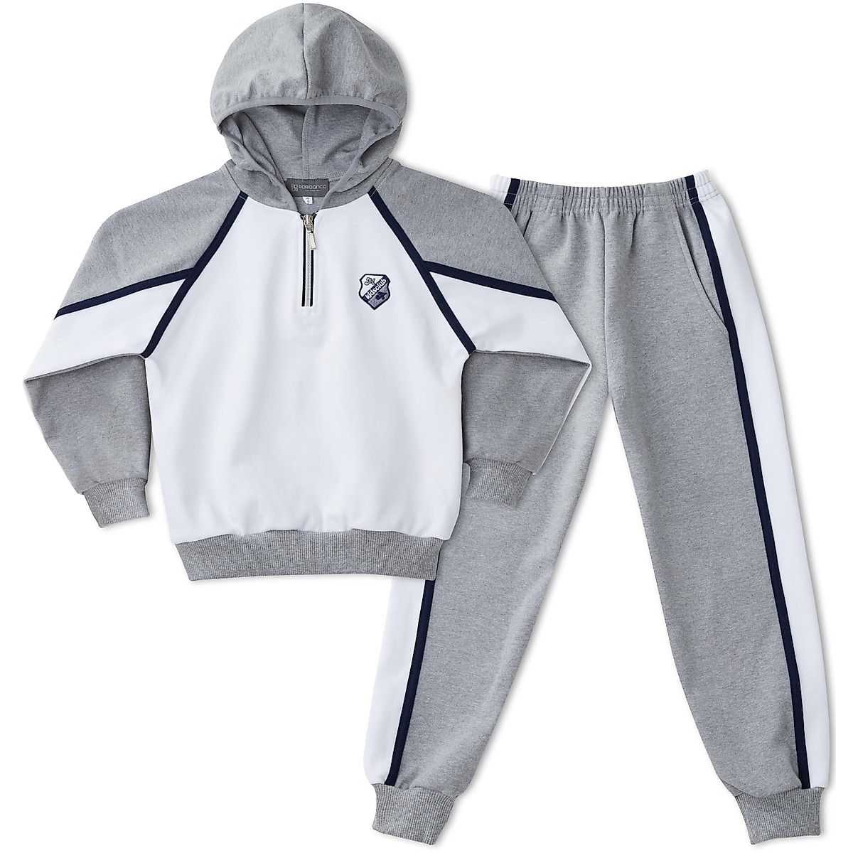 ROROANCO Premium Quality Korean Clothes Toddler Boys Girls Sweatsuit Tracksuit Activewear Set 3T-9Years (US, Age, 7 Years, 8 Years, Grey)