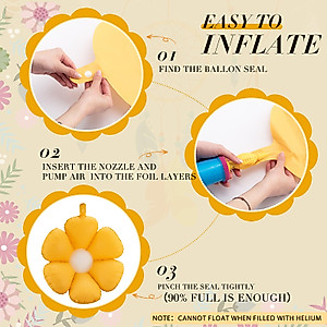 Rotatingpals 10 Pcs Daisy Balloon 28 Inch Flower Balloons Boho Groovy Party Decor for Boho Daisy Themed Birthday Party Baby Shower Wedding Decorations Supplies, 3 Colors