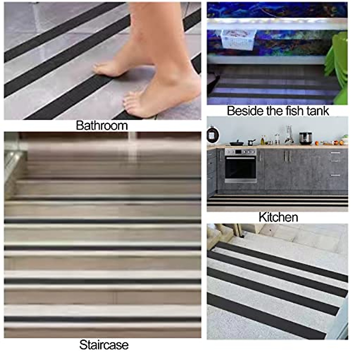 YouOKLight Anti Slip Tape, Heavy Duty Non Slip Tape, Waterproof Strong Traction Anti Slip Grip Tape, 80 Grit Safety Walk Tape, Grip Tape for Stairs, Indoor and Outdoor Used, 2 Inch x 32.8 Ft, Black